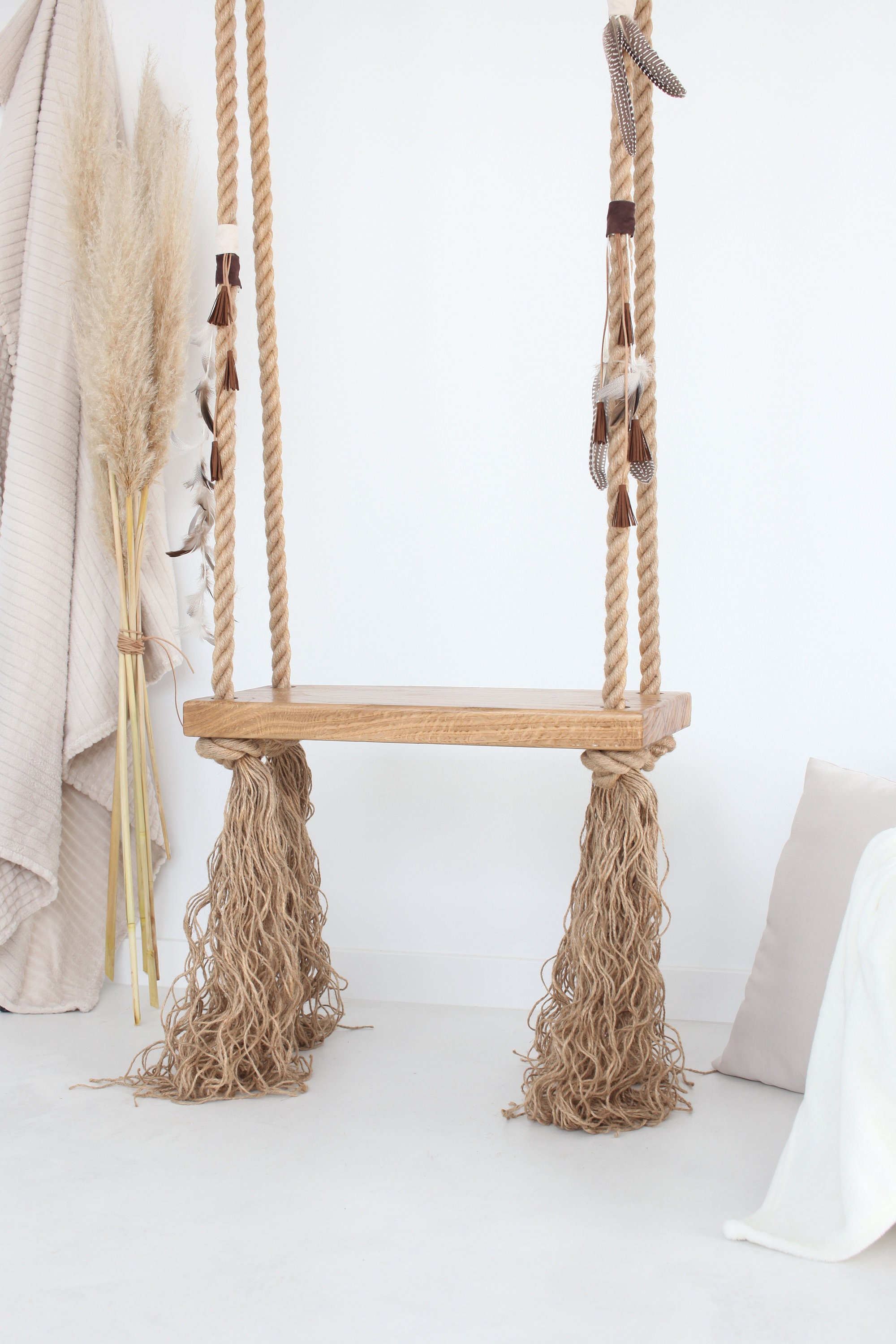 Double Boho Wooden Swing - Etsy
