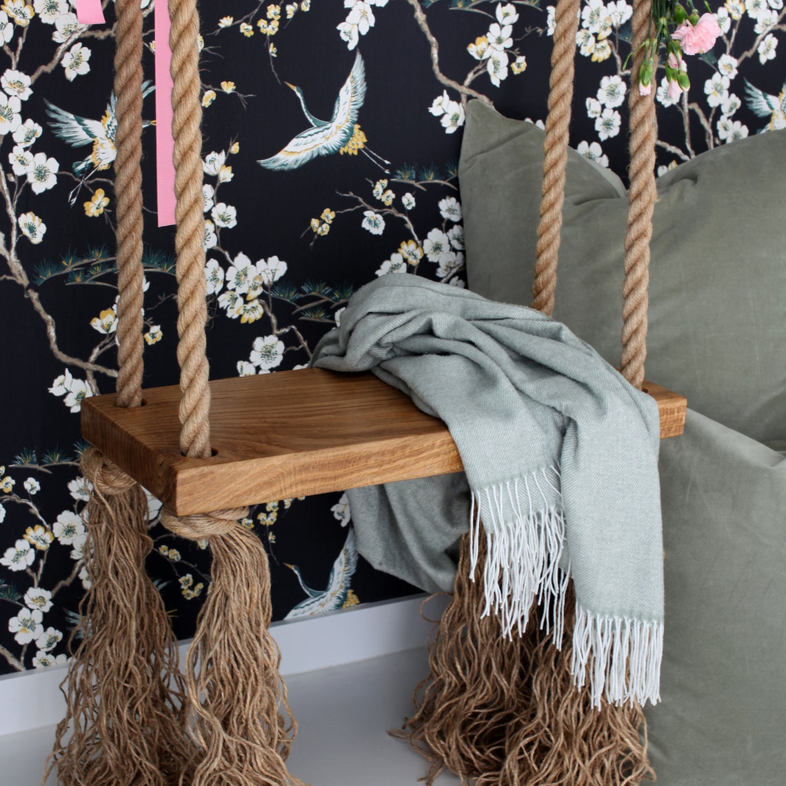 Double Boho Wooden Swing - Etsy