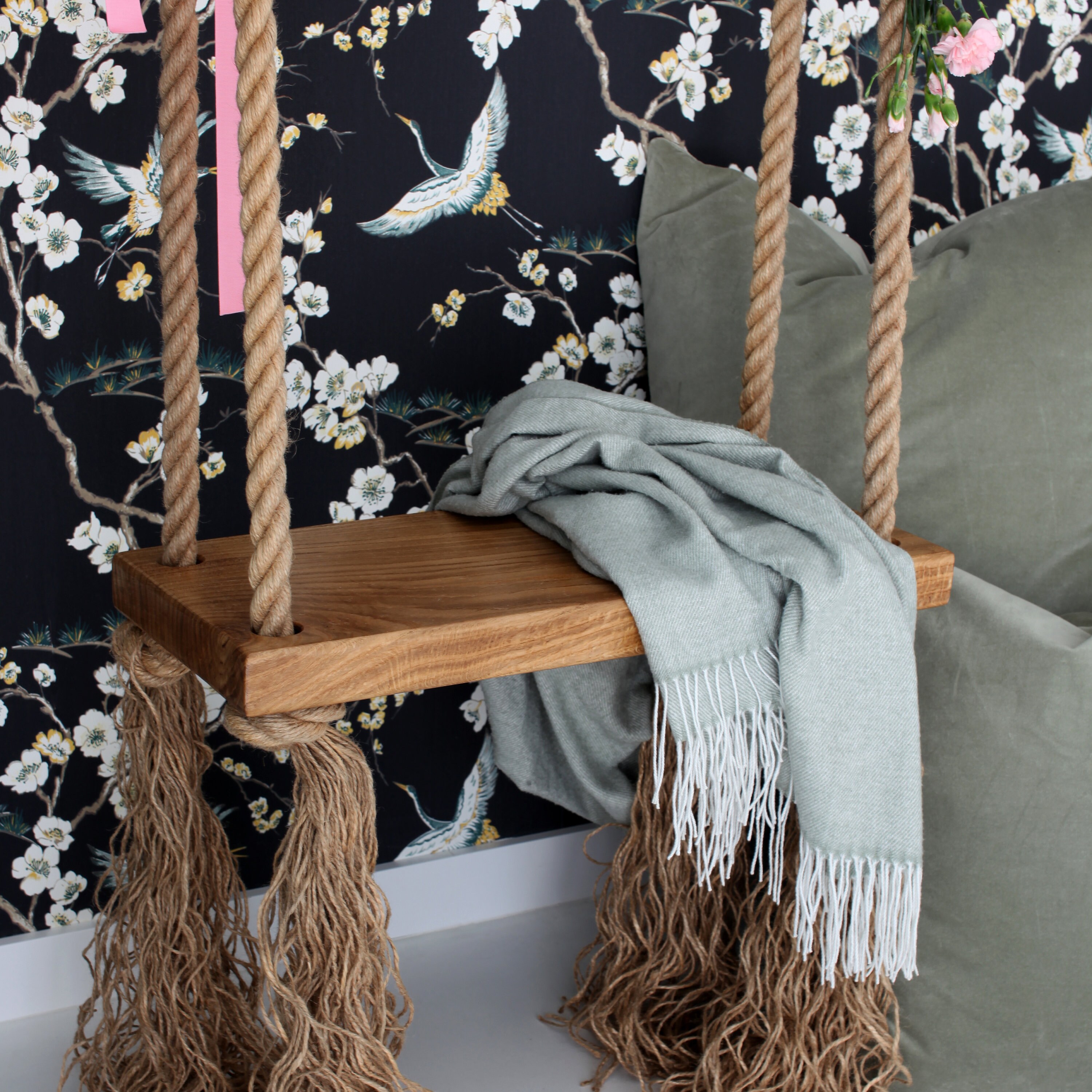 Double Boho Wooden Swing - Etsy