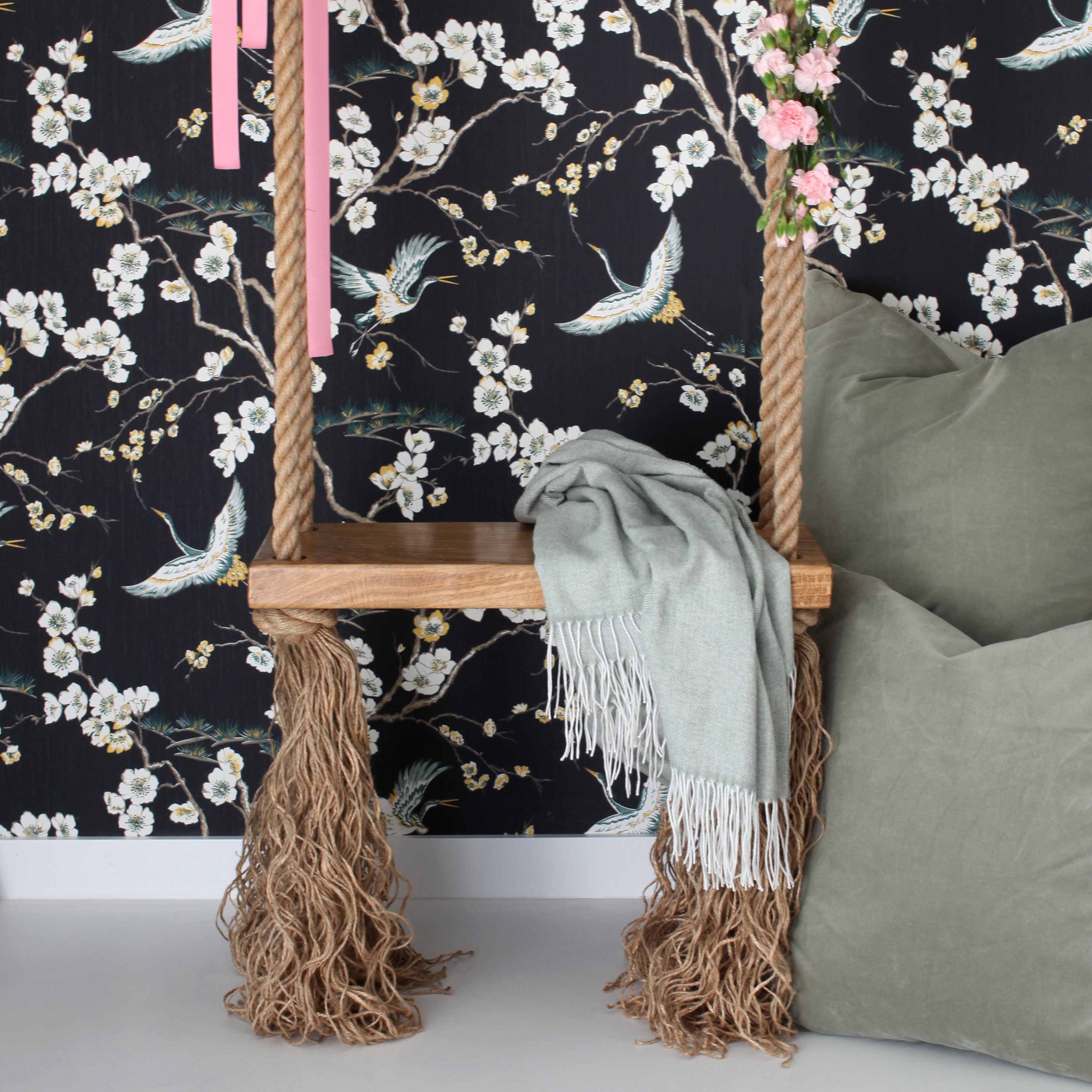 Double Boho Wooden Swing - Etsy