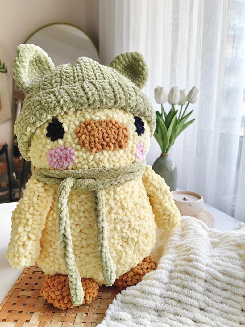 Chick Plush, Chick Art Doll, Nursery Decor, Throw Pillow, Crochet Chick ...