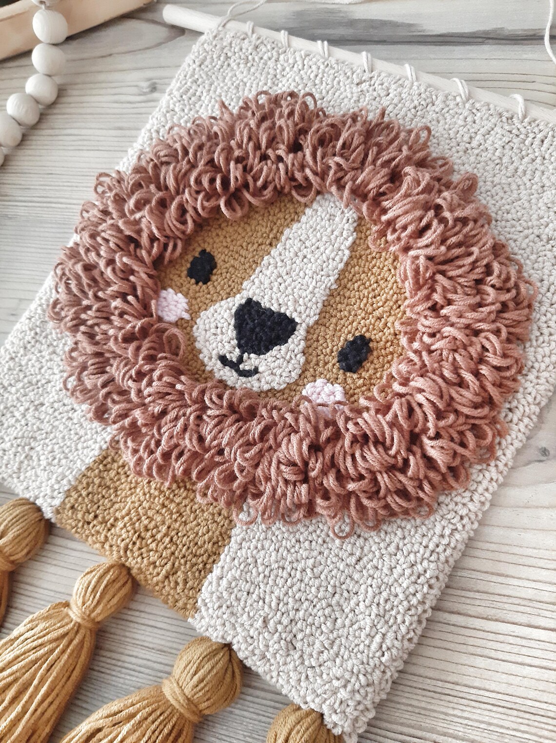 Tufting Punch Needle, Punch Needle Decor, Safari Nursery Decor, Tufted ...