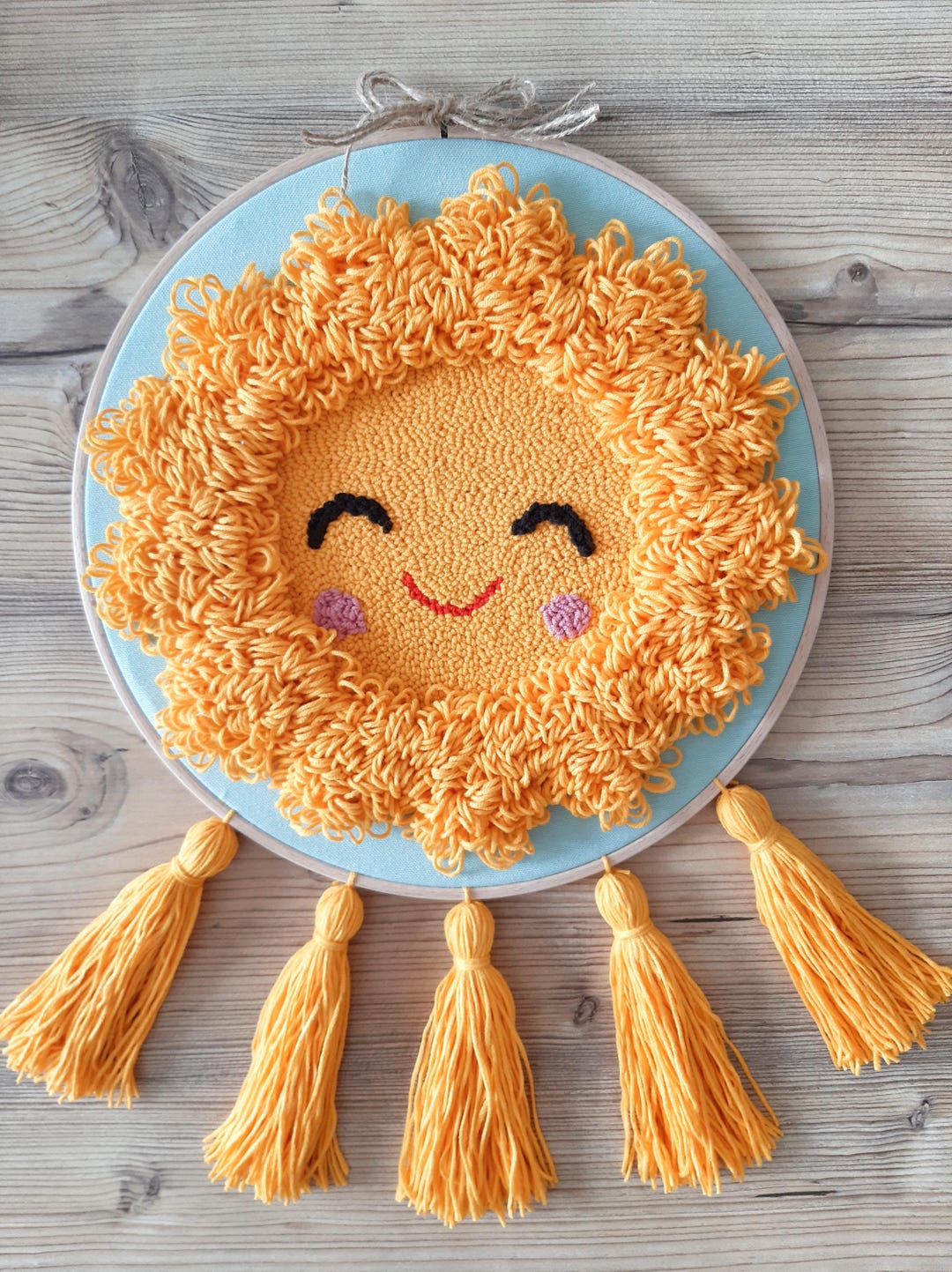 Tufted Sun Nursery Decor, Punch Needle Wall Hanging, Boho Kids Room - Etsy