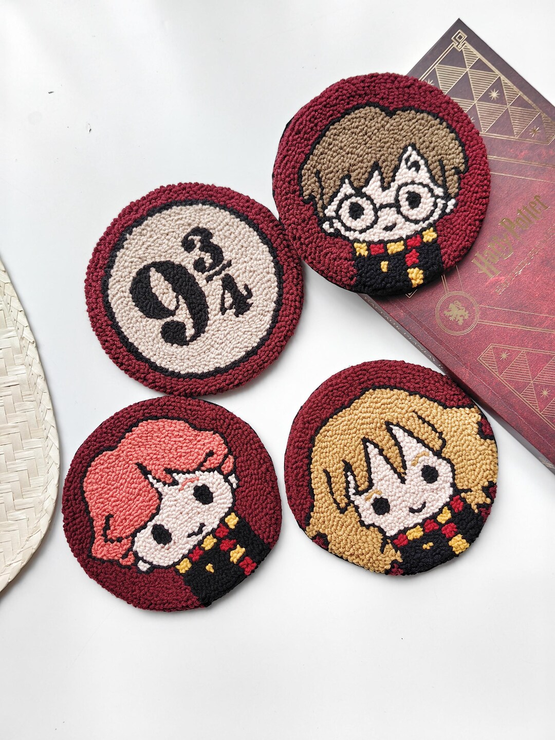 Harry Potter Punch Needle Coasters: Wizarding World Mug Rugs, Set of 4 ...