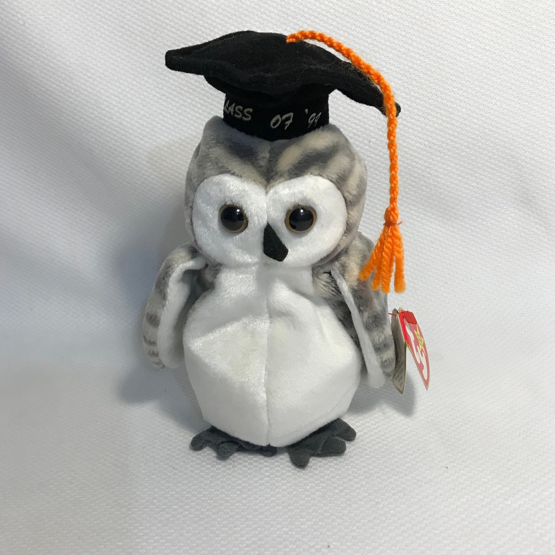 Ty Vintage Wiser Graduation Beanie Baby, Owl Beanie Baby, Collectable ...