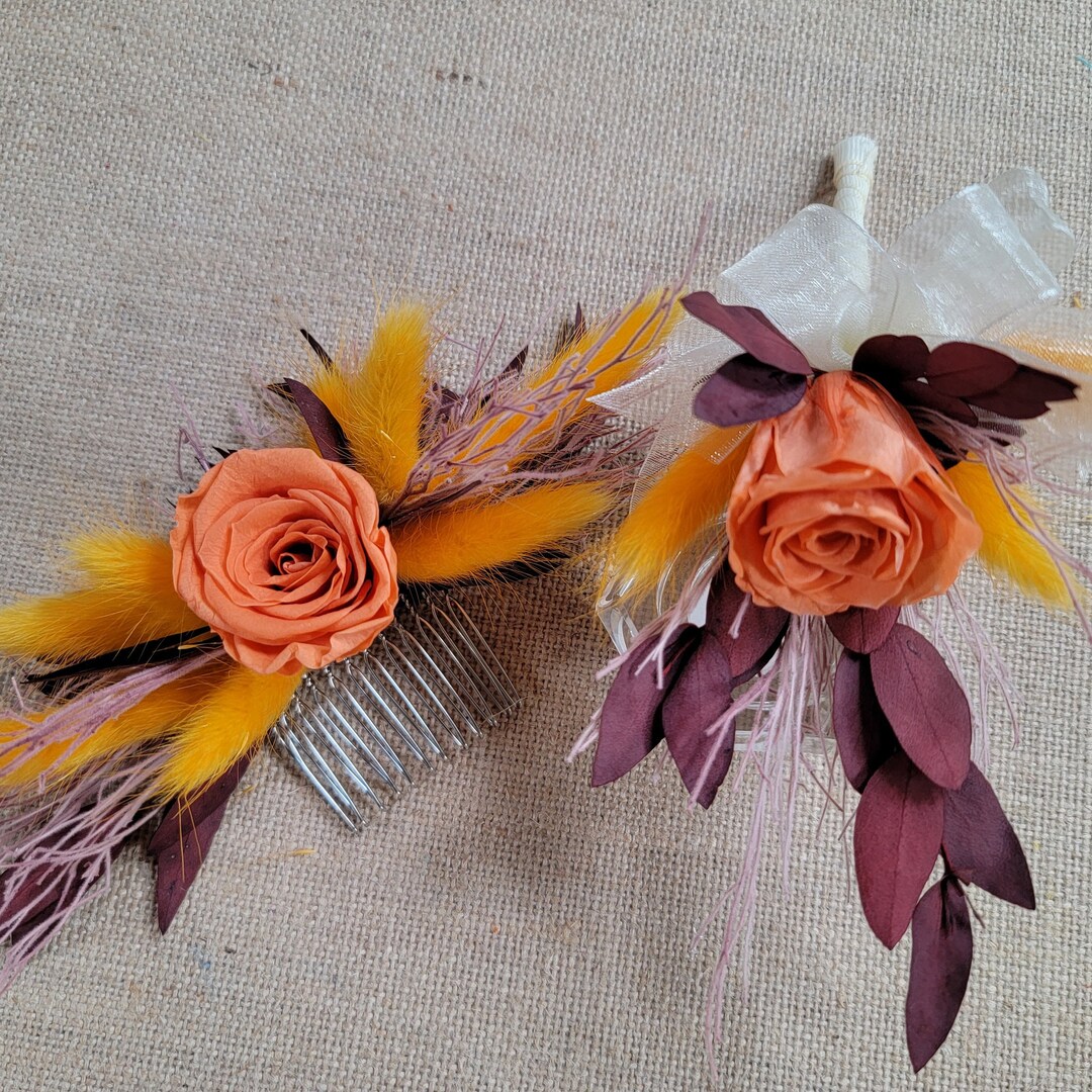 Dried Flower Hair Comb: Rustic Fall Wedding Hair Accessory - Etsy