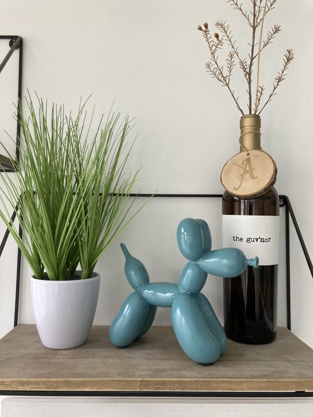 Teal Blue Balloon Dog Statue Sculpture Pop Art Home Decor Sculpture ...