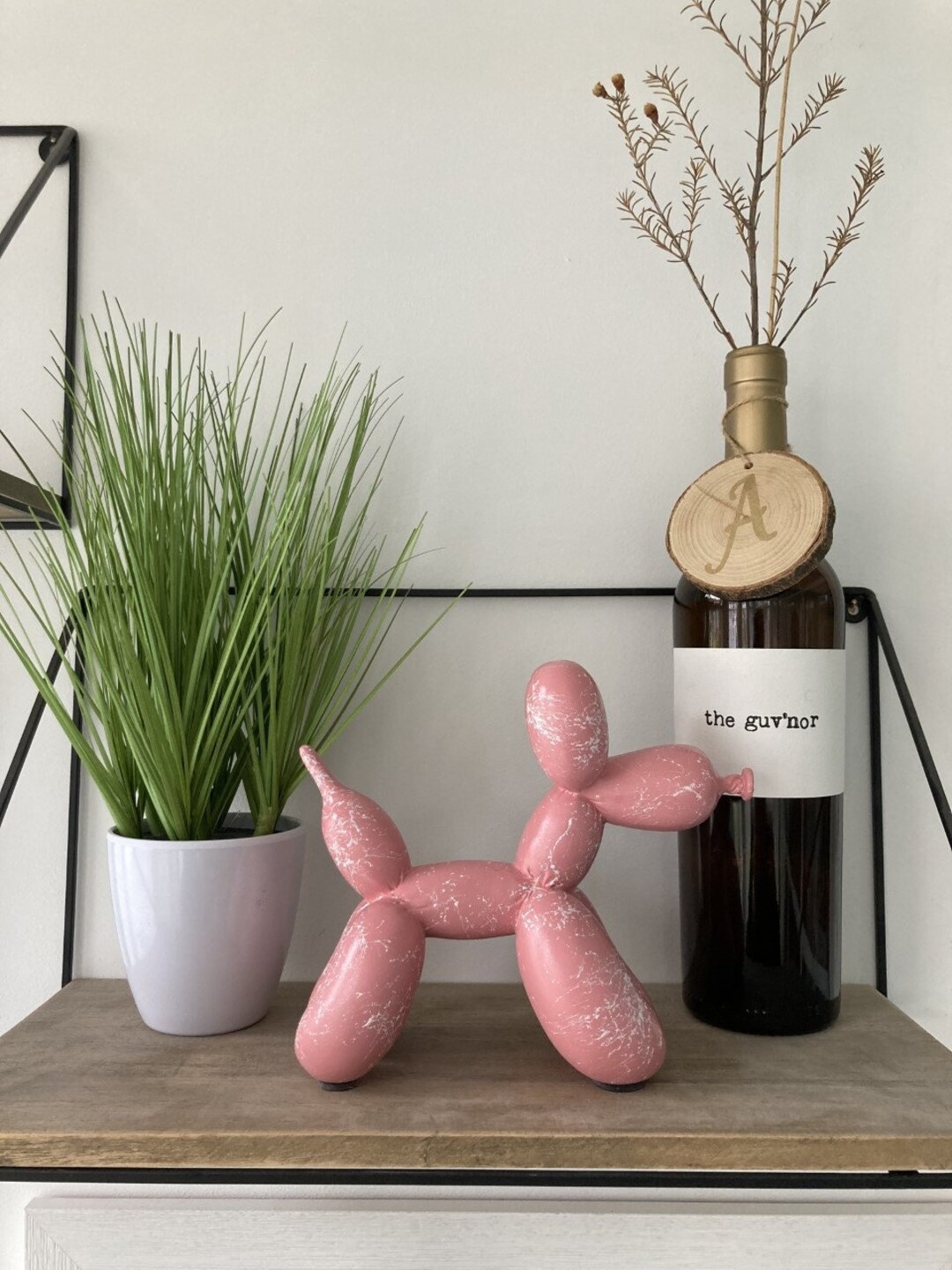 Pig Pink Marble Balloon Dog Statue Sculpture | Pop Art Home Decor ...