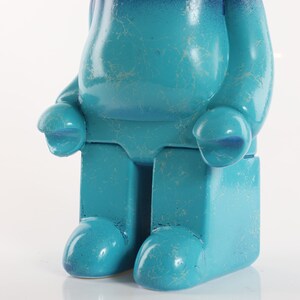 Blue Aqua Marble Hand Painted Custom Resin Bear Statue Sculpture 28cm ...