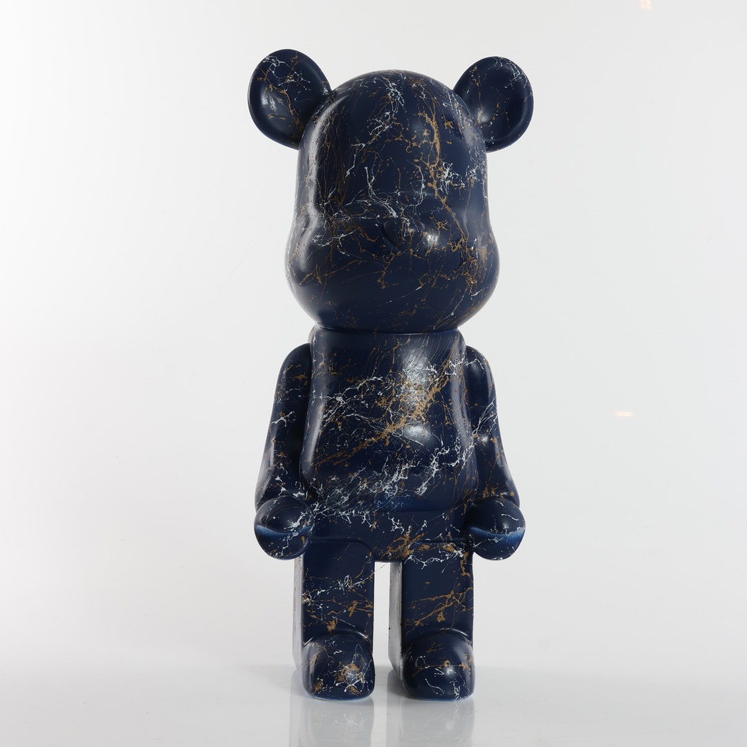 Blue White Gold Marble Hand Painted Custom Resin Bear Statue Sculpture ...