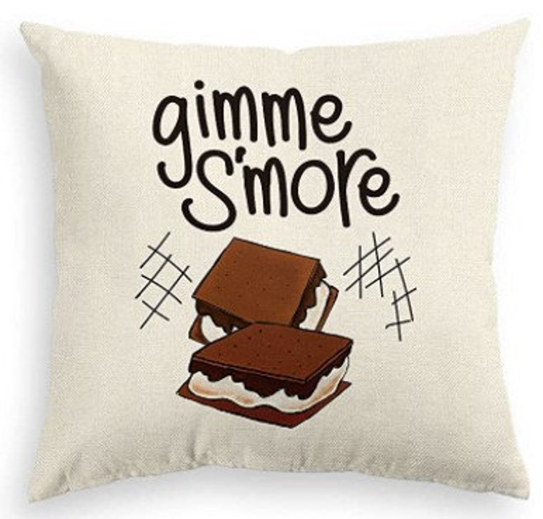 Gimme Smore Funny RV Trailer Summer Camping Throw Pillow Cover Size 18 ...