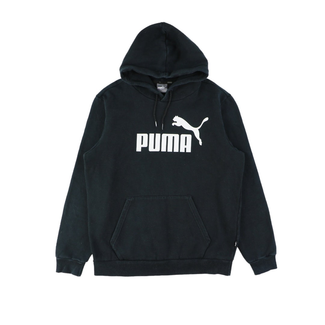 Puma Hoodie Puma Jumper Vintage 90s Hooded Sweater Thick Blue Black ...