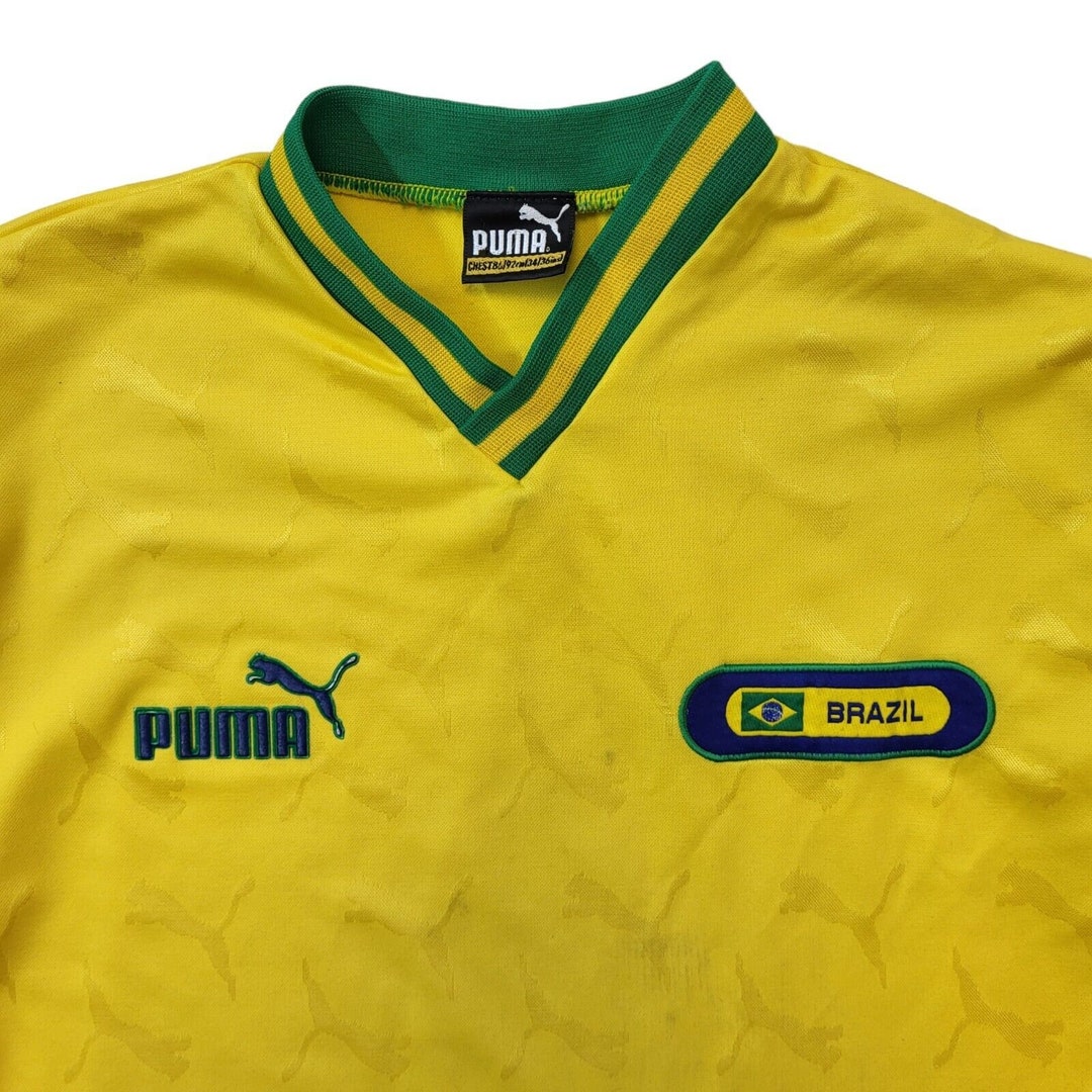 Puma Brazil FC Football Shirt S/sleeve Top Yellow Mens Size Small - Etsy