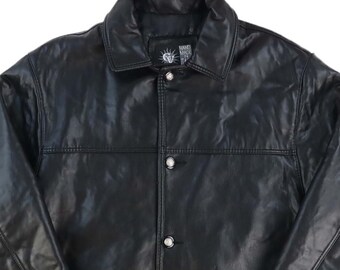 90s 'avanti' Black Minimalist Leather Jacket / Large - Etsy