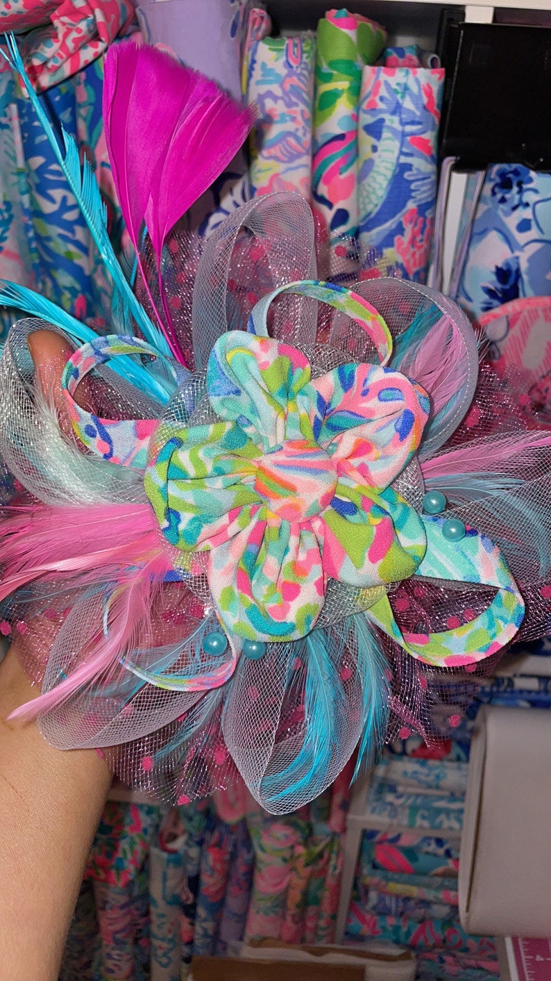 Preppy Palm Beach Style L P Handmade Derby /tea Hat Fascinator - Church ...