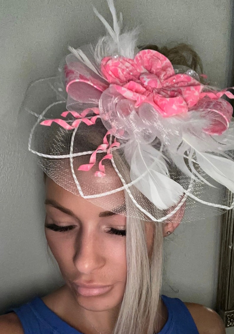 Preppy Palm Beach Style L P Handmade Derby /tea Hat Fascinator - Church ...