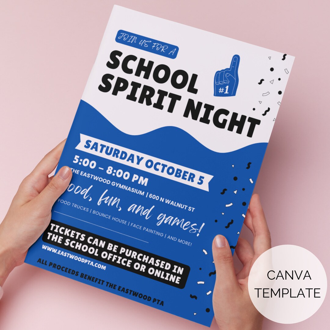 Editable School Spirit Flyer School Spirit Night Fundraiser - Etsy