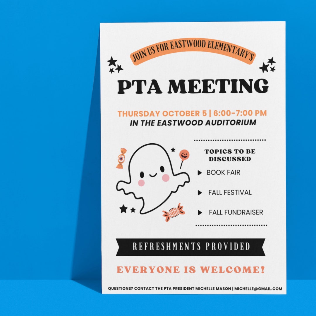 Editable October PTA Meeting Flyer Editable Template Canva - Etsy