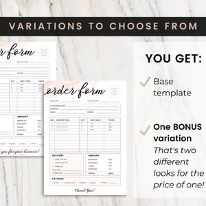 Pink Custom Order Form Template Fillable Order Form Invoice Template ...