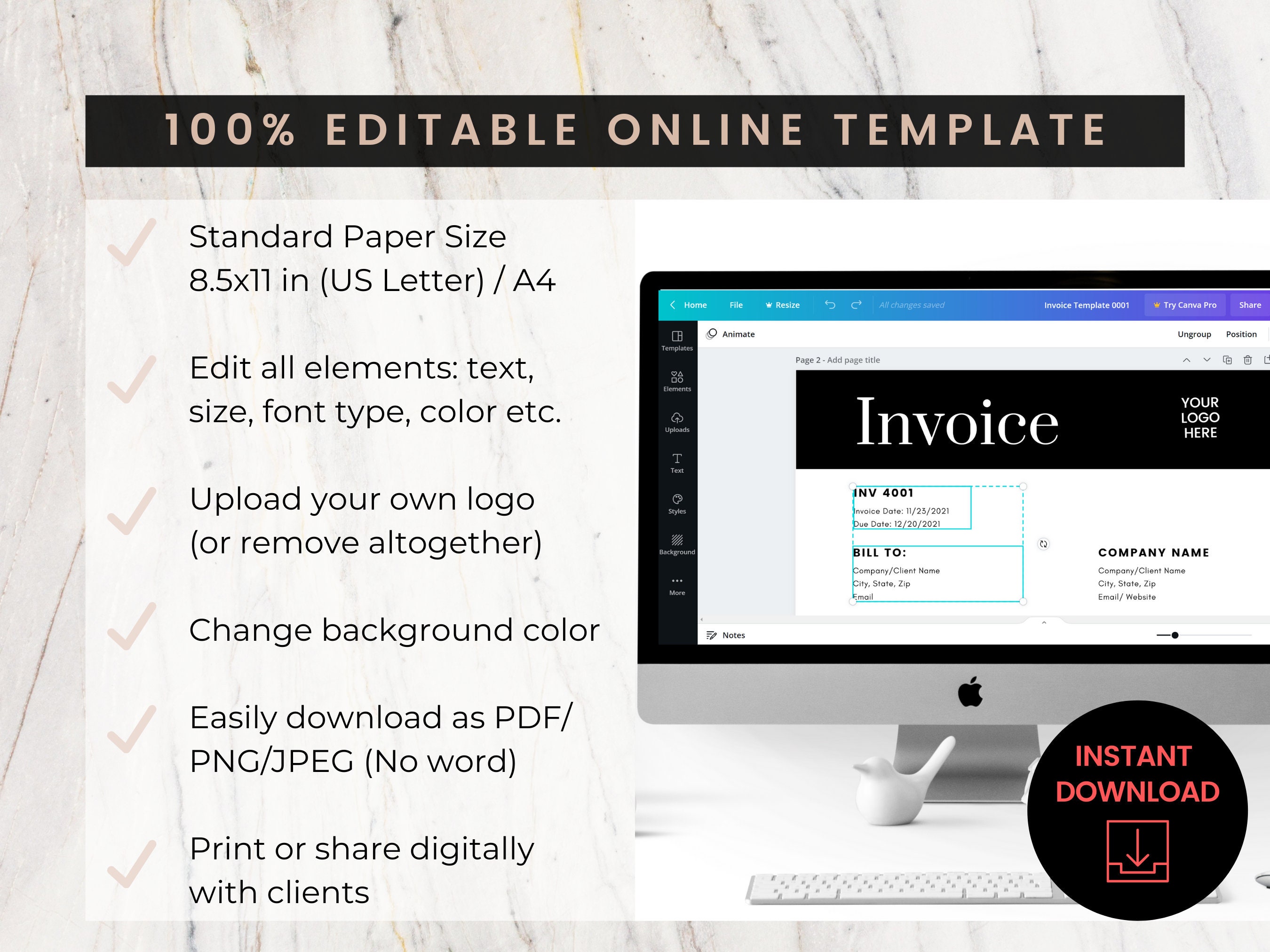Pink Custom Order Form Template Fillable Order Form Invoice Template ...