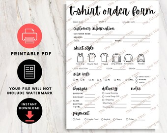 Shirt Invoice Template - Etsy