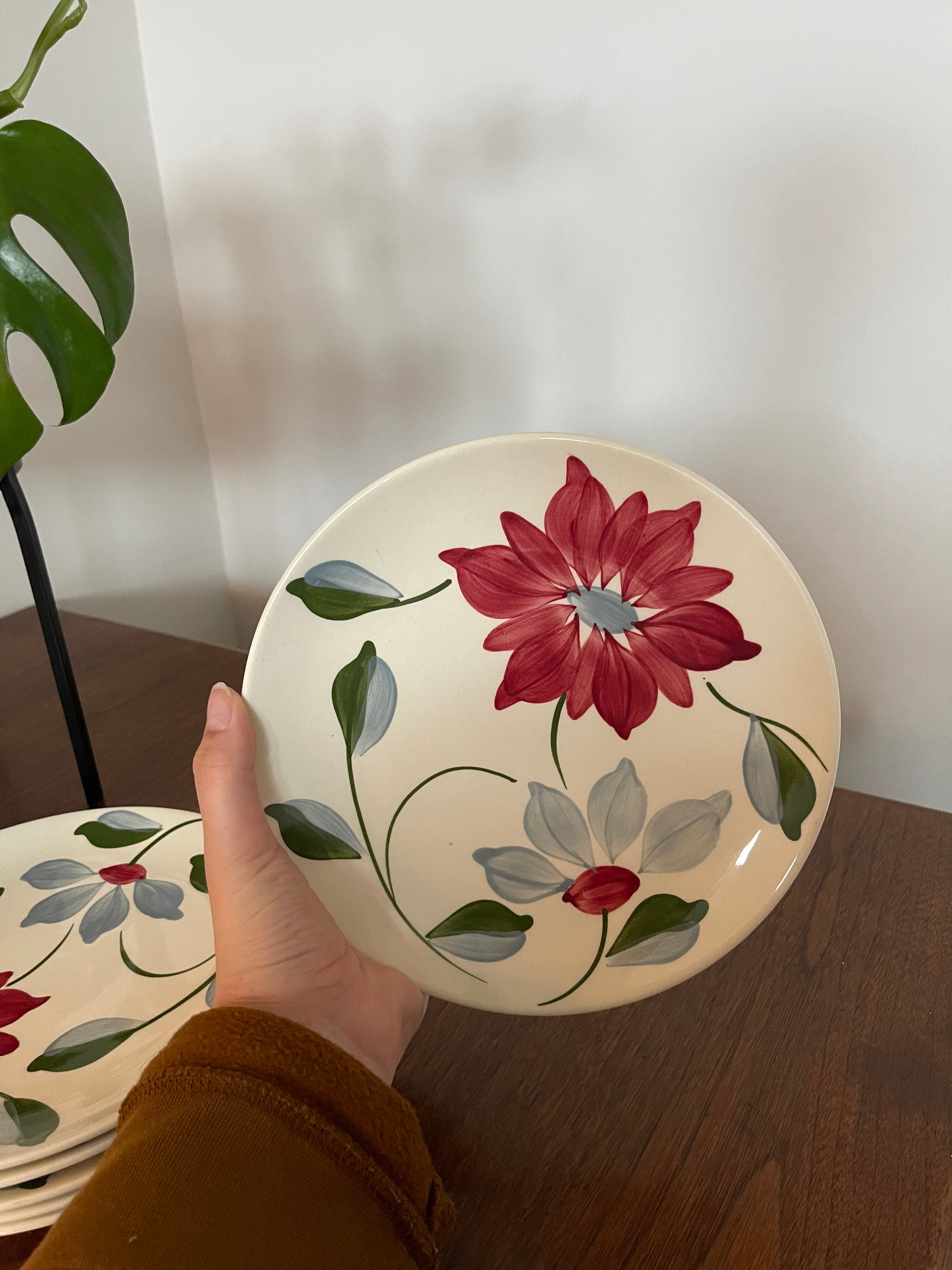 Plates Set of 6 Blue Ridge Pottery Petal Point Plates Home & Living ...