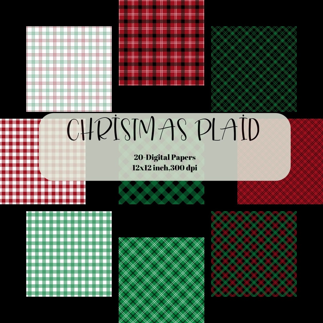 Textures Printable Scrapbook Paper Christmas Plaid Digital Paper ...