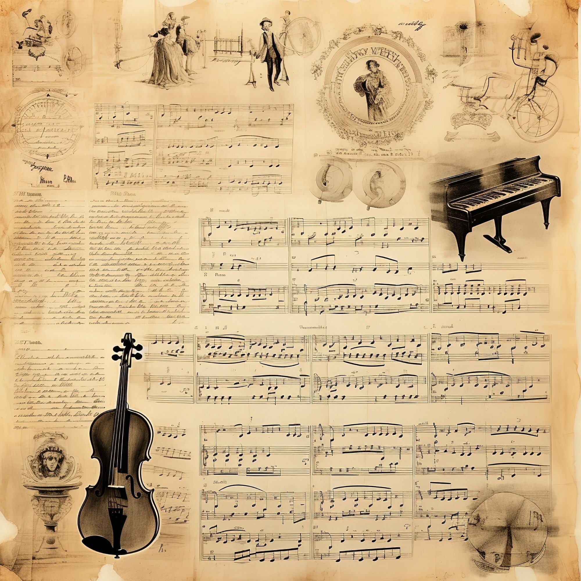 Music Old Paper Christmas Music Retro Vintage Paper Scrapbook Paper ...
