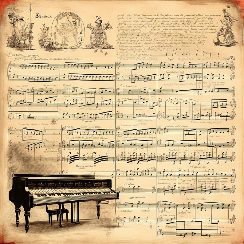 Music Old Paper Christmas Music Retro Vintage Paper Scrapbook Paper ...