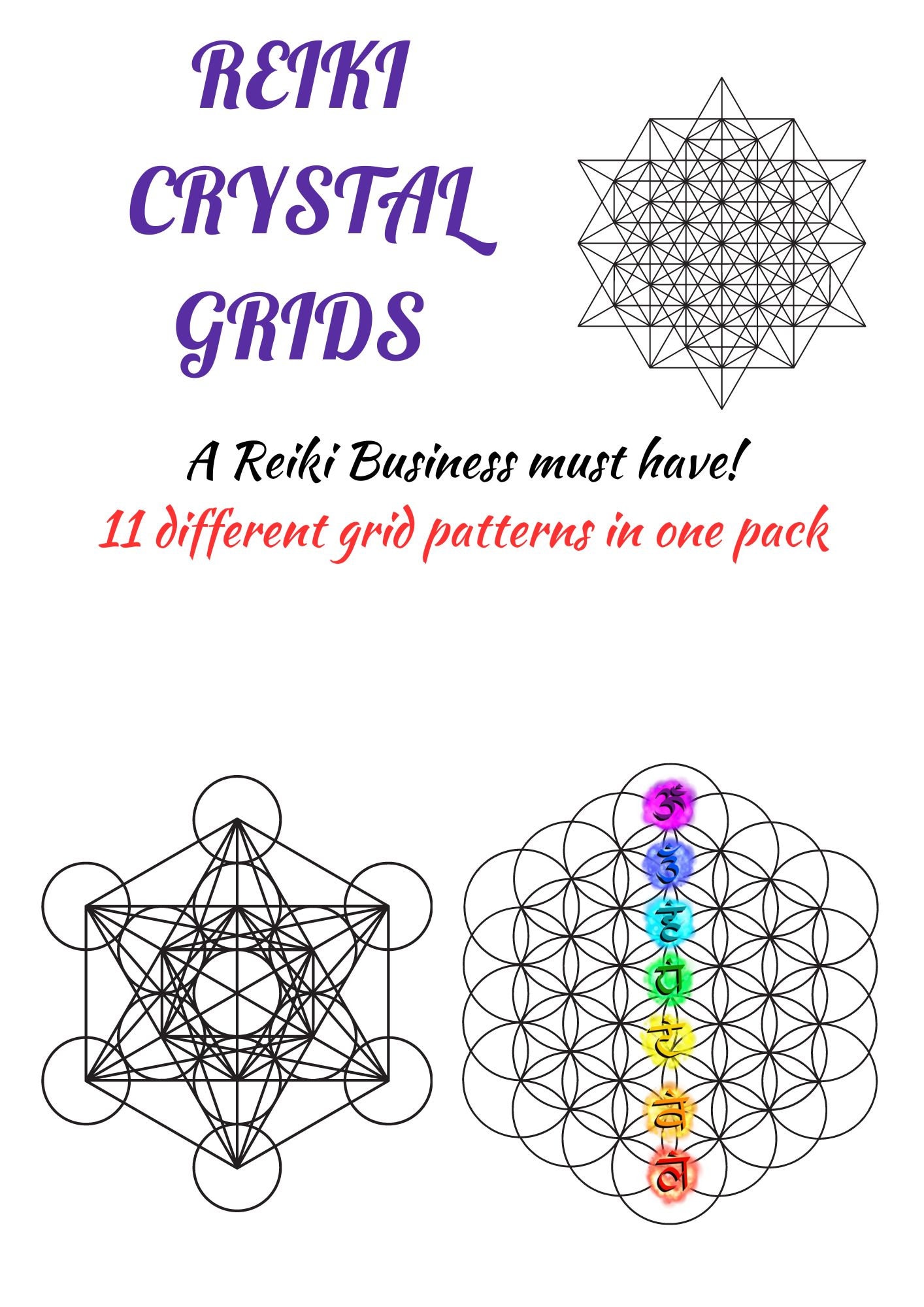 Chakra Icons,spiritual Symbols,printable Reiki Grid, Reiki Grid ...