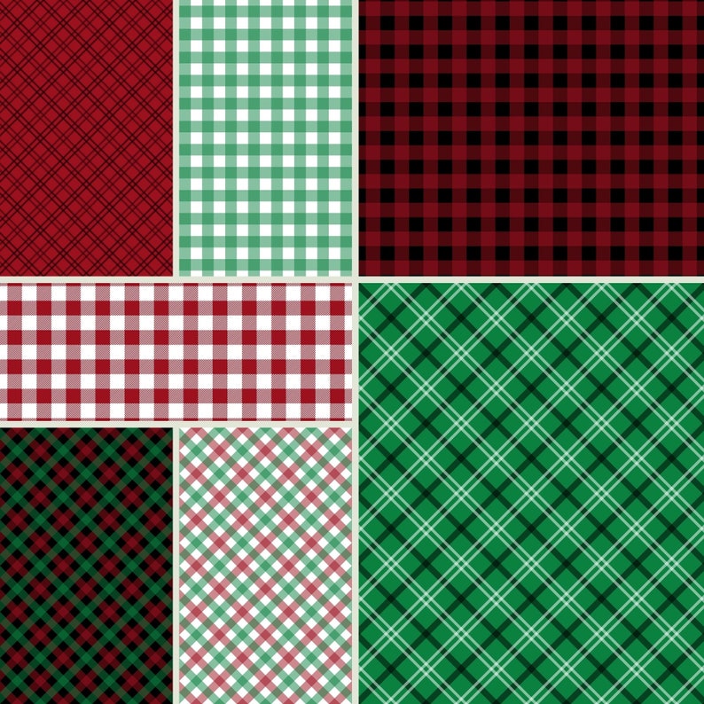 Textures Printable Scrapbook Paper Christmas Plaid Digital Paper ...