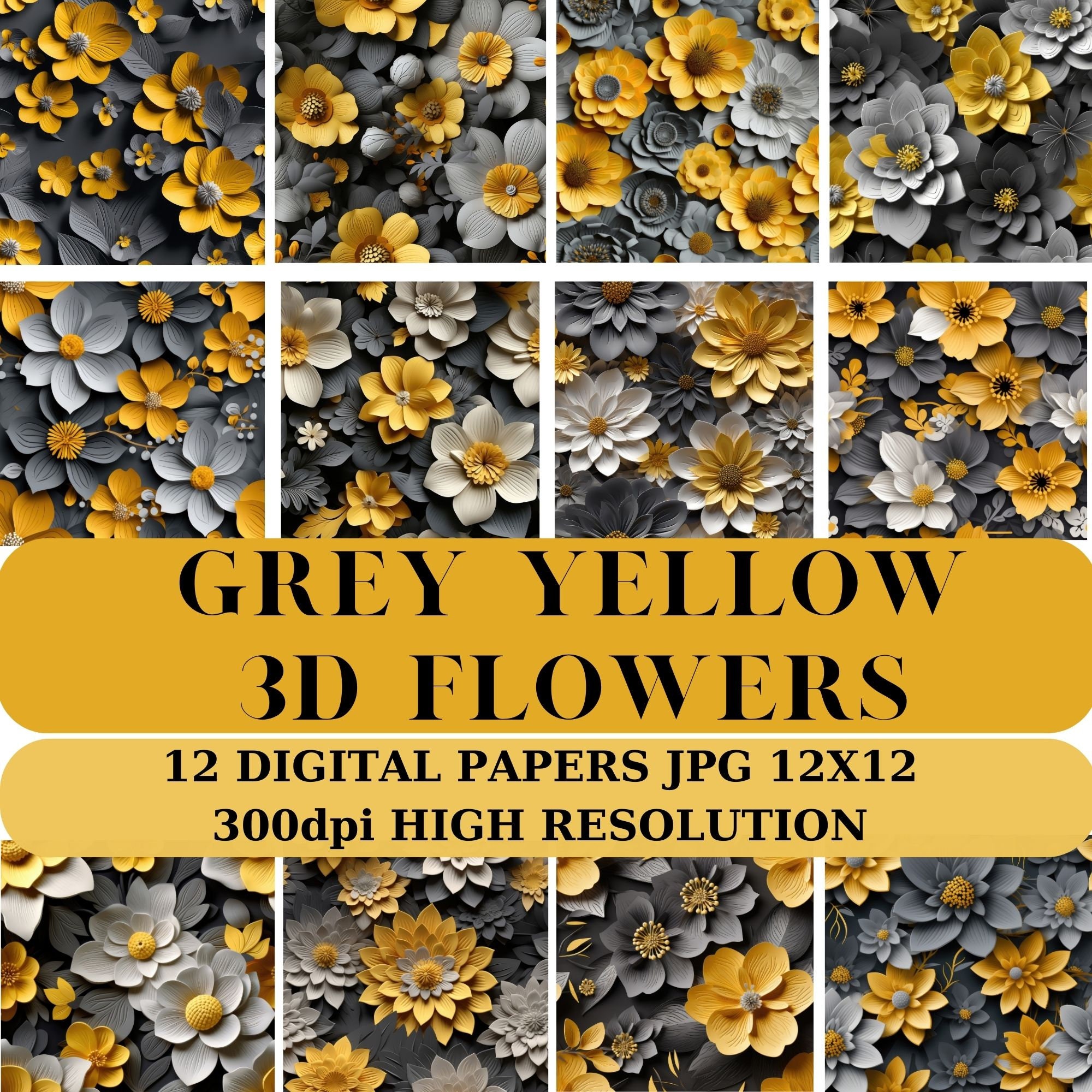 3d Flower Patterns, Backgrounds for a Wall,seamless,printable Scrapbook ...