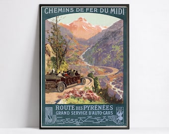 Pyrenees Vintage Travel Poster - Etsy
