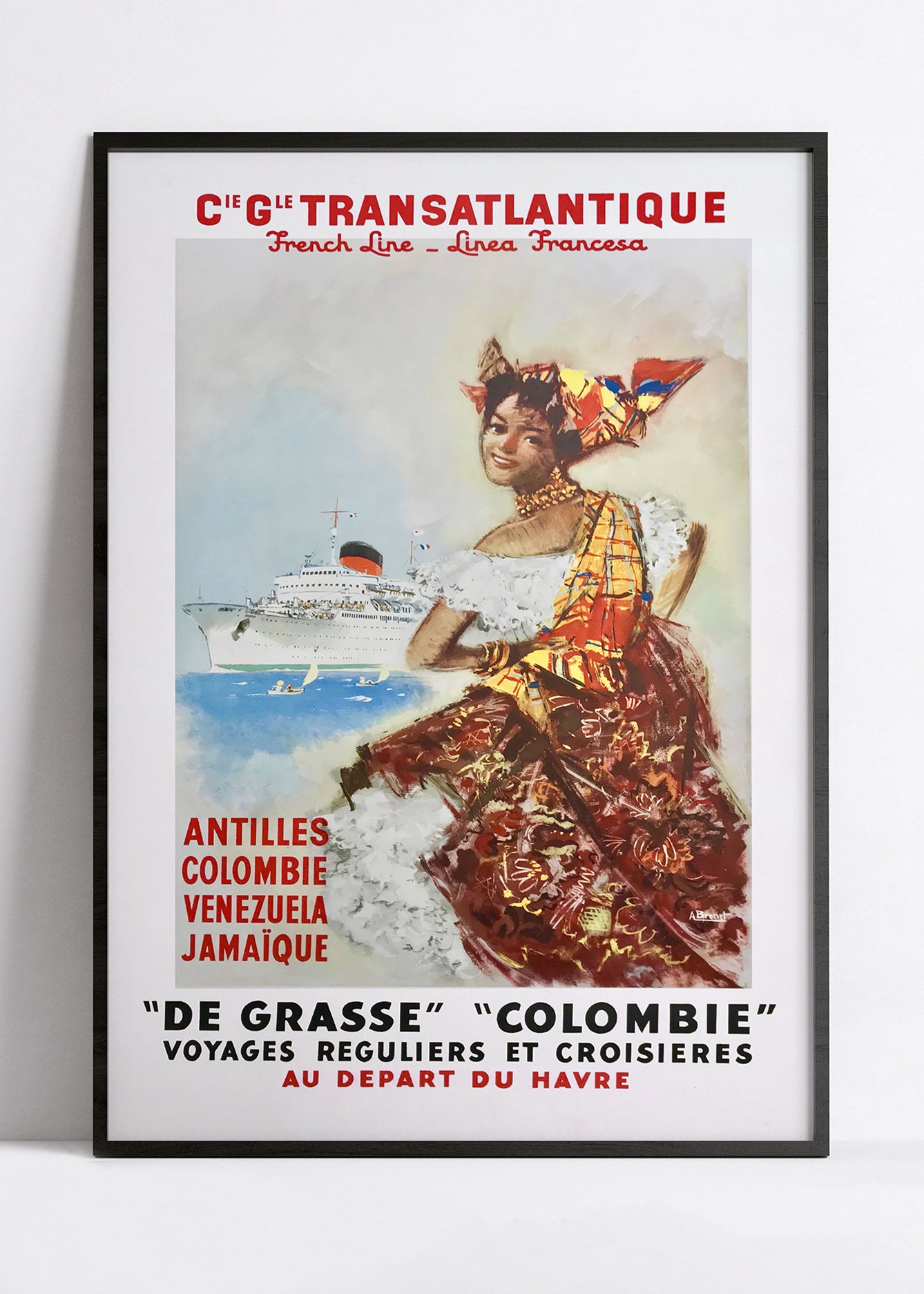 Vintage French Line Poster Cruise Poster Travel Poster A3, A2, A1, A0 ...