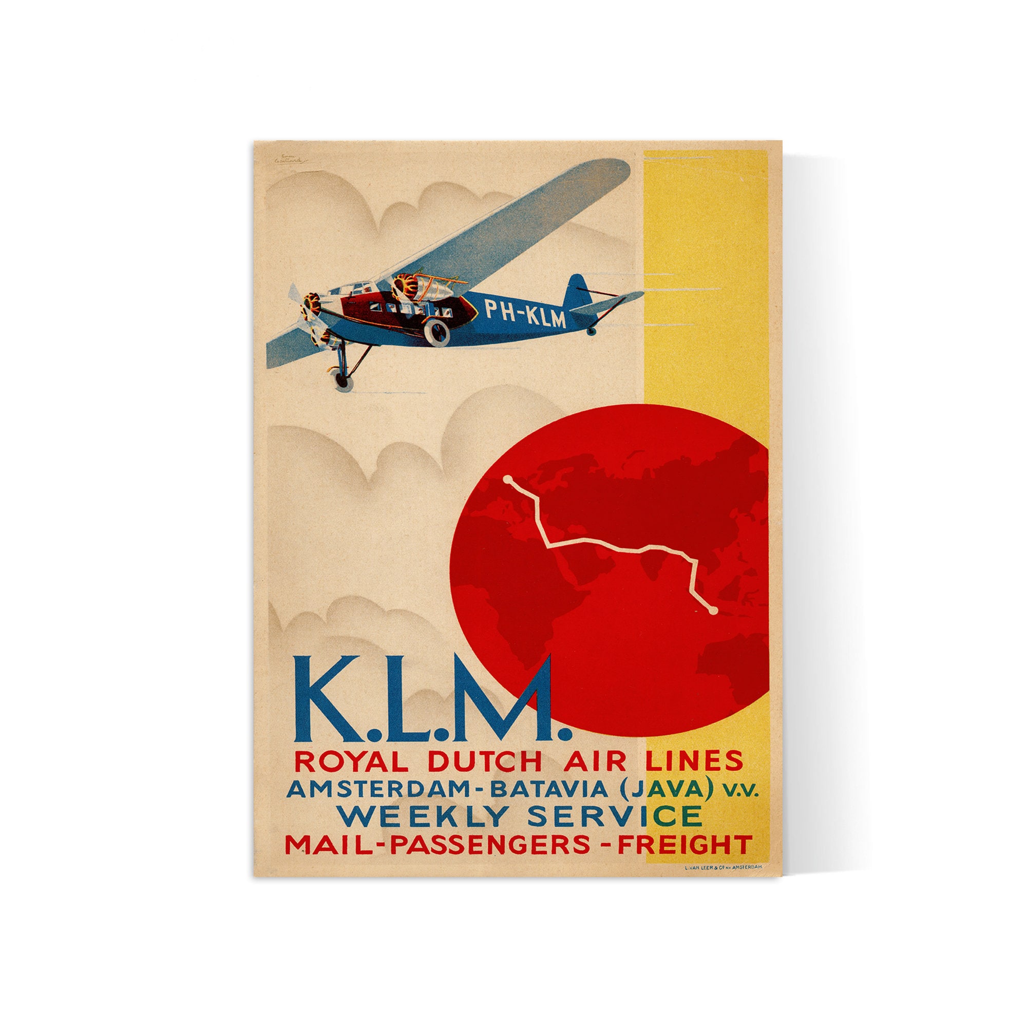 Vintage Airline Poster - KLM Royal Dutch Airlines - Retro Travel - A3 ...