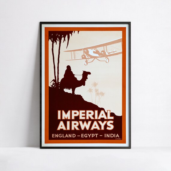 Vintage Airline Poster Imperial Airways Travel Poster | Etsy