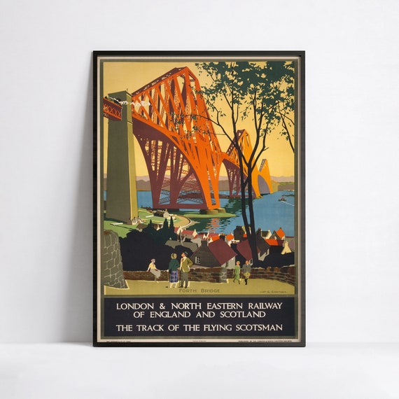 Vintage Travel Poster London Railway the Flying Scotsman - Etsy