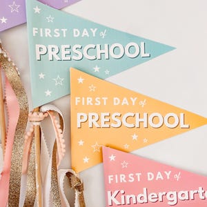 First Day of Preschool Pennant Flag: Back-to-school Printable (digital ...