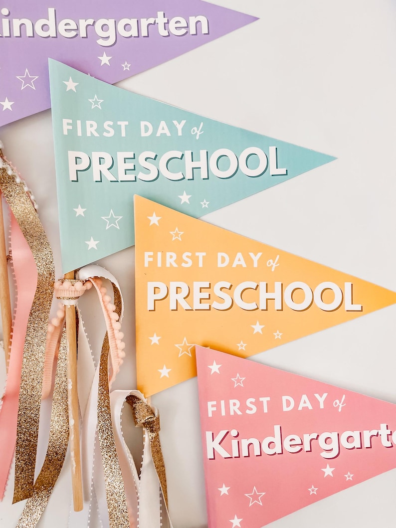 First Day of Preschool Pennant Flag: Back-to-school Printable (digital ...