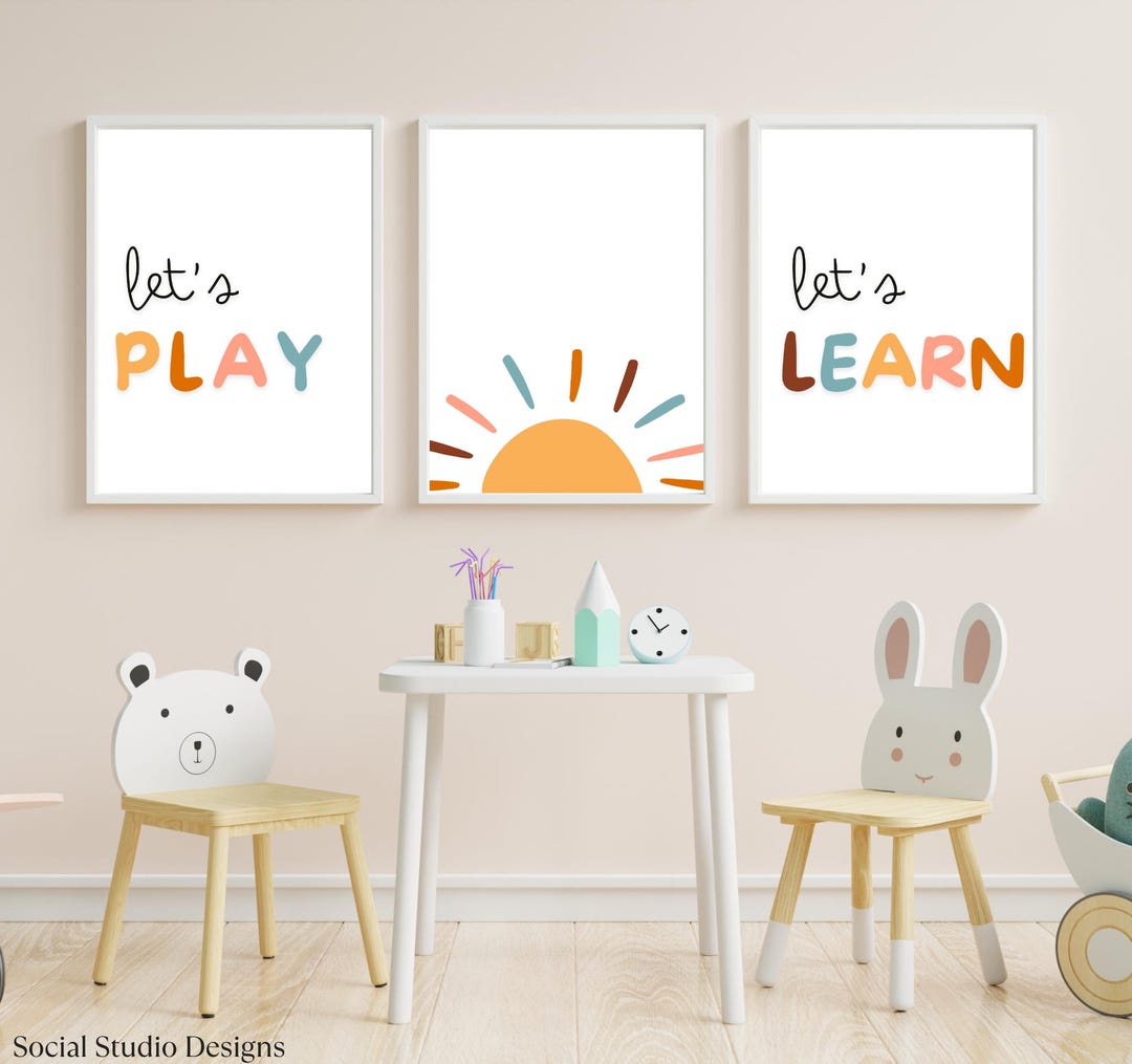 Set of Playroom Prints, Playroom Wall Decor, Nursery Wall Art, Play ...