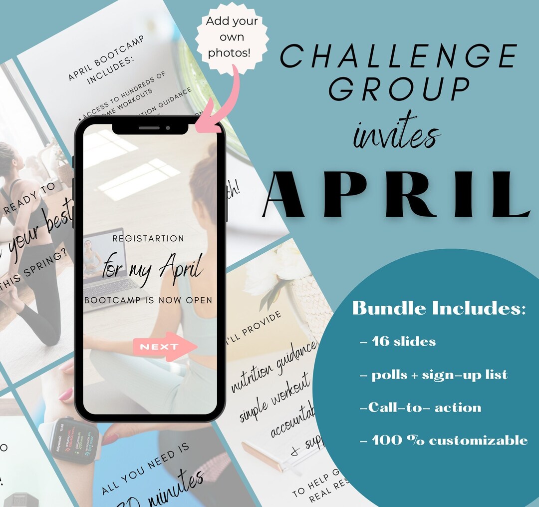 April Challenge Group Invites | Bodi | IG Stories | Editable | Coach ...