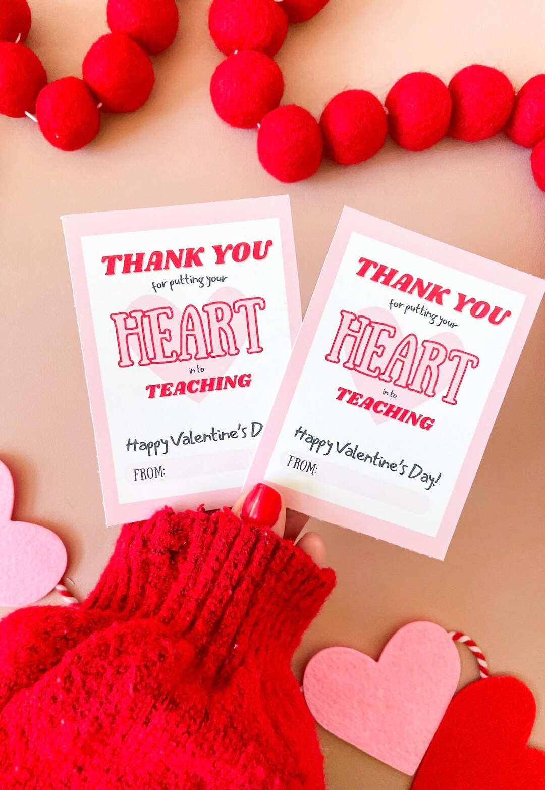 Teacher Valentine Cards Printable | Editable Canva Template | Valentine ...