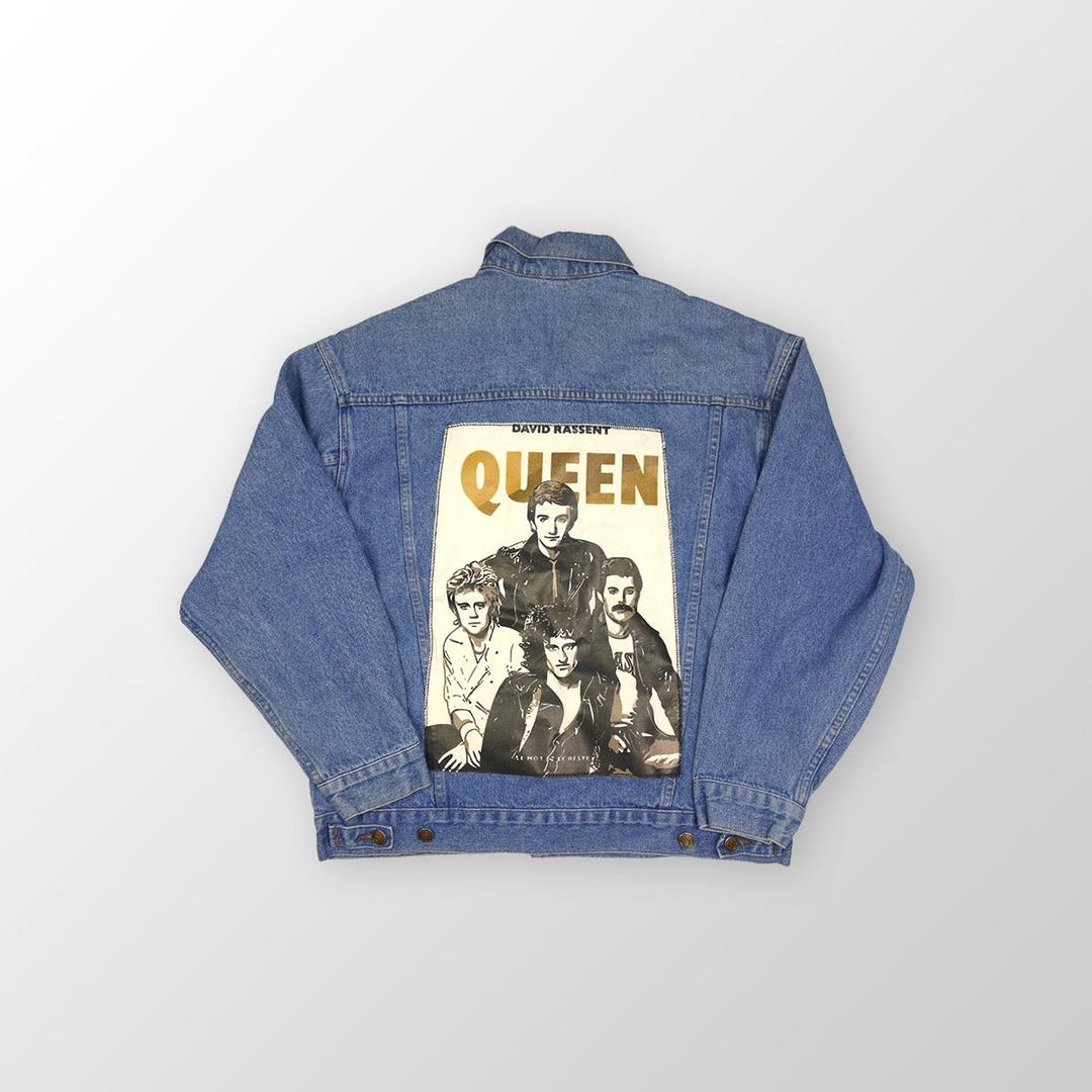Queen Customized Denim Jacket Vintage 80s 90s Trucker Jacket - Denim ...