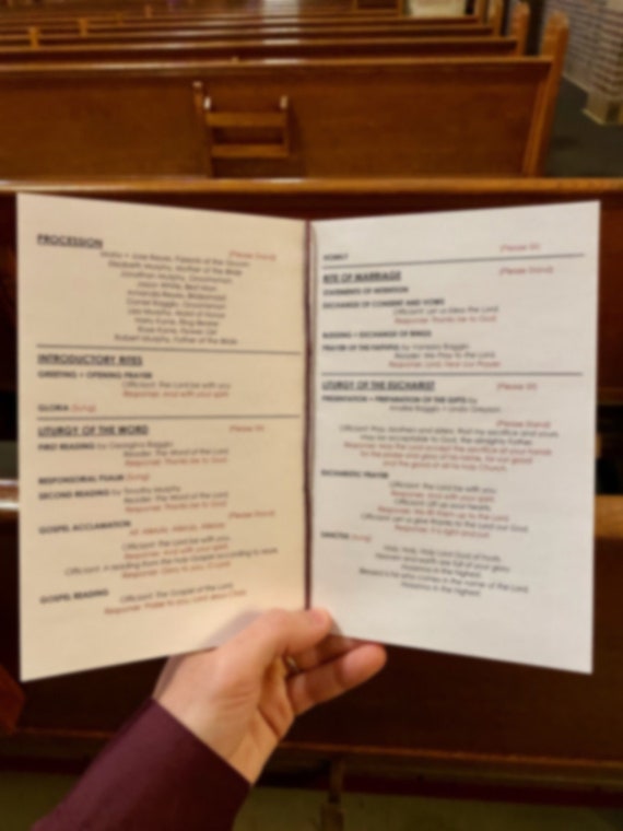 Roman Catholic Wedding Mass Program Booklet Template | Etsy