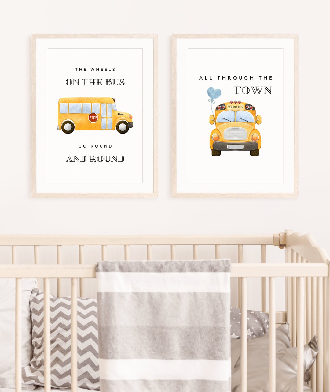 The Wheels on the Bus Nursery Wall Art - Nursery Rhyme Wall Art ...