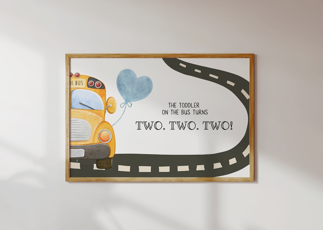 Wheels on the Bus Backdrop - Yellow School Bus Birthday Party ...