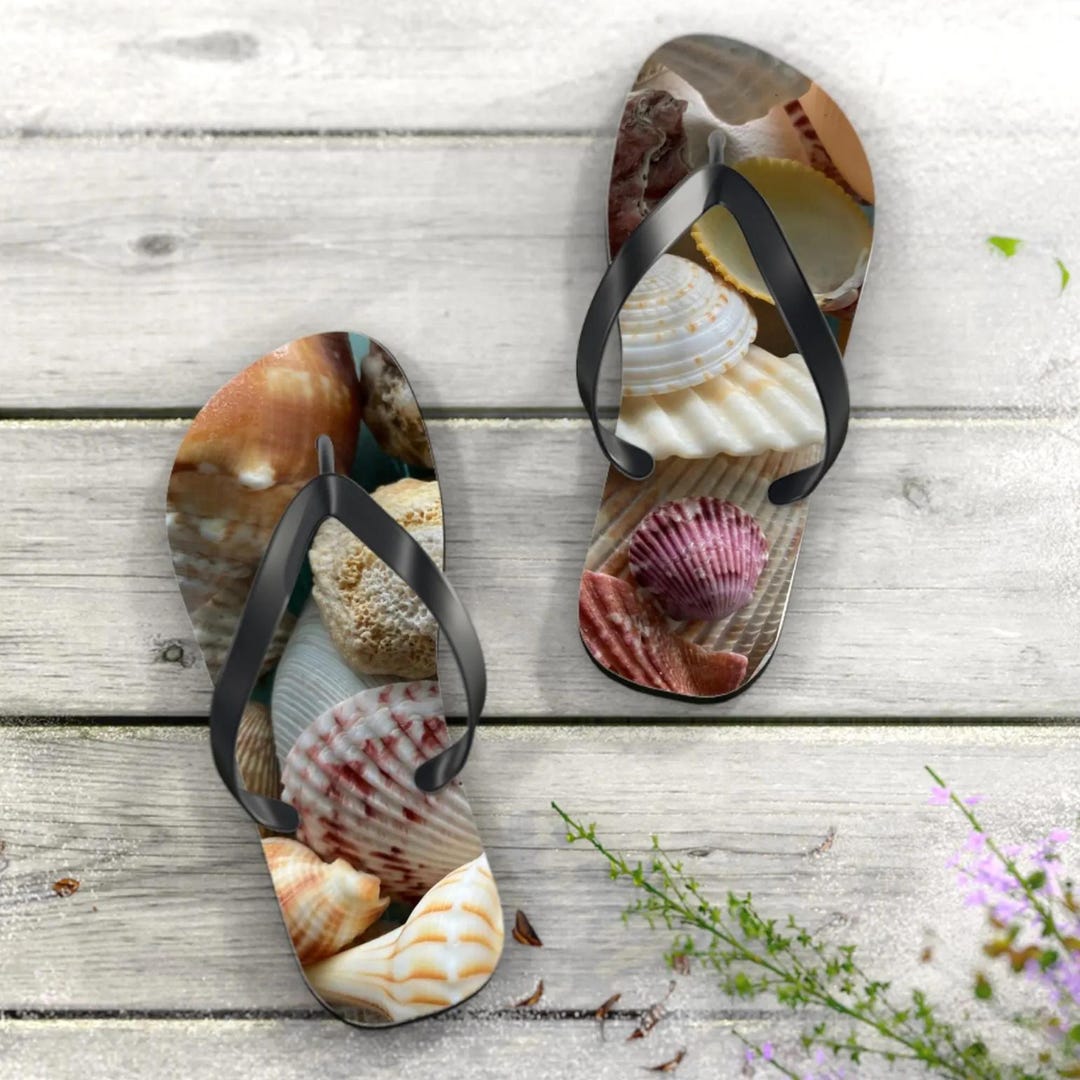 Beach Flip Flop Seashell Beach Sandal Summer Shoe Seashell Design Flip ...