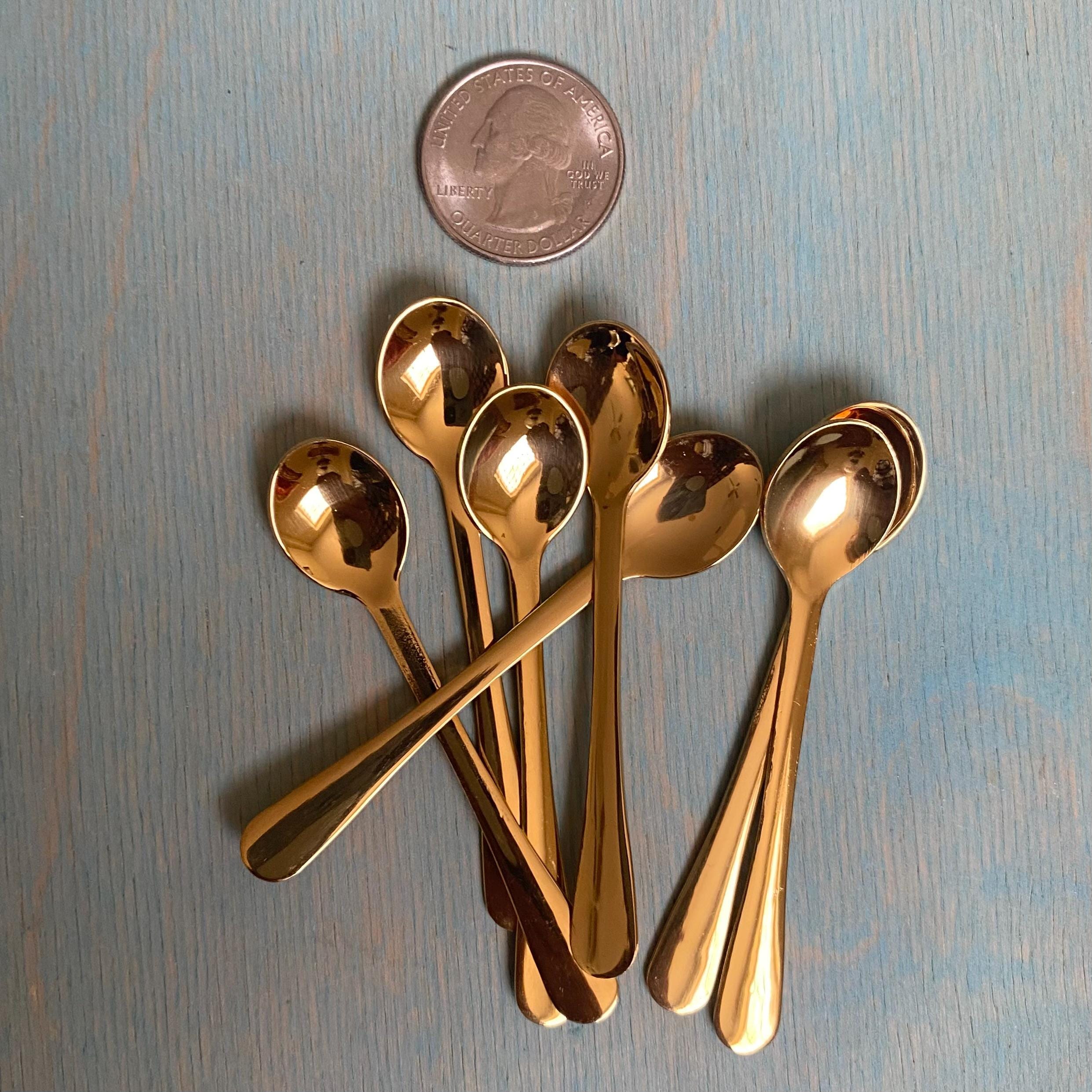 Small Gold Spoon Stainless Steel Salt Cellar Spoon Elegant Table Decor ...