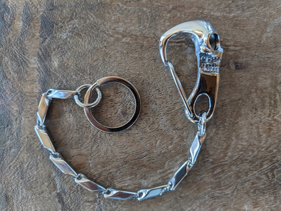 Skull Keychain Stainless Steel Keyring Skull Belt Clip | Etsy