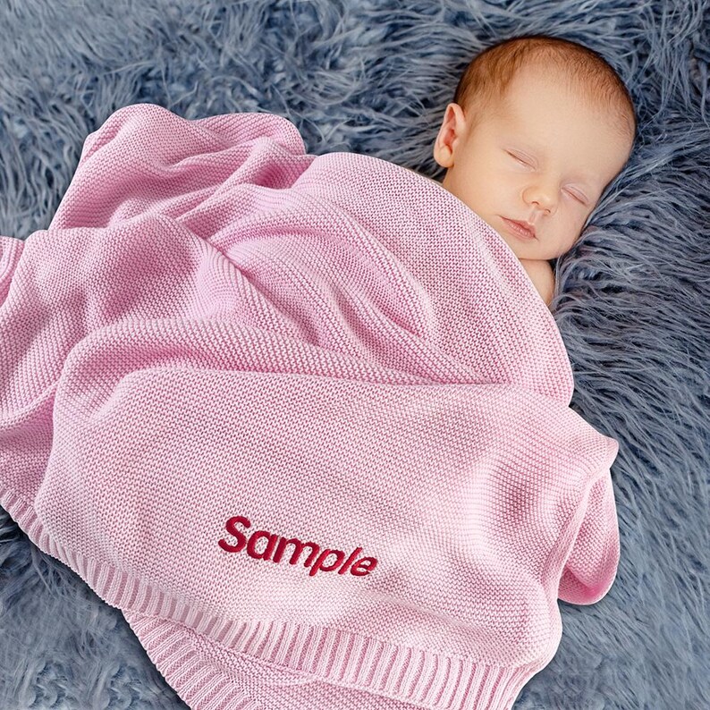 Custom Hand Embroidered Baby Blanket, Personalized Knit Baby Blanket ...